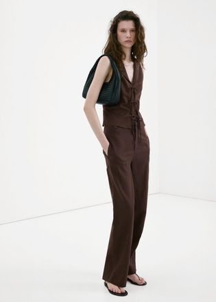 Mango Chemise bretelles nou&eacute;es chocolat - Femme - XS - MANGO