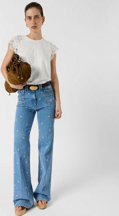 Gerard Darel T-shirt en coton et dentelle - MISHAELLE - Blanc