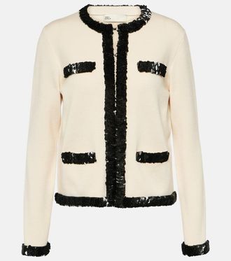 Tory Burch Veste Kendra en laine m&eacute;lang&eacute;e &agrave; sequins