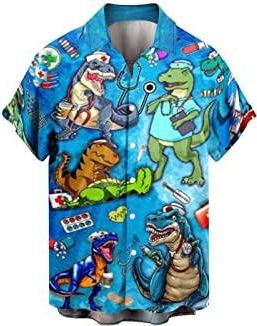 Generic Chemise hawa&iuml;enne tropicale &agrave; manches courtes pour homme - Chemise de plage hawa&iuml;enne avec palmier - Chemise d&eacute;t&eacute; d&eacute;contract&eacute;e des ann&eacute;es 80 - Chemise