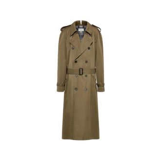 Maison Margiela Gefalteter Kragen Trenchcoat aus Baumwolle - - Coats - Damen - Gr&uuml;n - XS