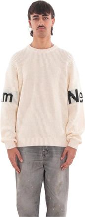 New Amsterdam Surf Association Homme, Pulls, Blanc, Taille: M Jacquard Knitted Sweater