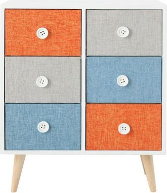 Mobili Rebecca Rebecca Mobili Kommode Schubladenschrank Platzsparend 6 Schubladen Holz Stoff Bunt Modern