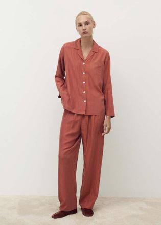 Mango Longshirt aus Seide br&auml;unliches orange - Damen - S - MANGO