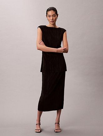 Calvin Klein Plissee-midirock - Black - Damen - XXL