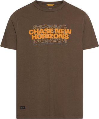 Camel Active Herren T-Shirt aus Reiner Baumwolle mit Rundhalsausschnitt Dunkelbraun, menswear-5XL