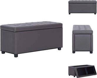 vidaXL Ottoman mit Stauraum 87,5 cm Grau Kunstleder - Sitztruhe - Aufbewahrungsbox - Wohnzimmer Dekoration - Couchtisch Alternative - Graue Möbel