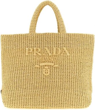 Prada Raffia Tote - - Bags - Damen - Beige - ONE SIZE