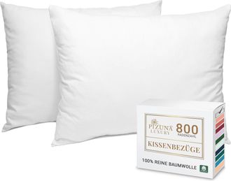 Pizuna Luxuri&ouml;ser Soft-Satin 2er Pack Kissenbezug 70 x 90 cm Wei&szlig;, 800 Fadenzahl Baumwolle Kissenbez&uuml;ge, 100% Langstapel Baumwolle Nur Kissenbezug (Wei&szlig;, 70x