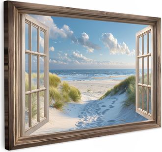 MuchoWow © Leinwand Groß 120x80 cm XXL Deko Schlafzimmer Aesthetic Leinwandbilder Wohnzimmer Gemälde Foto Geschenk Living Room Decoration Doorkijk - Strand - R