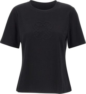 Elena Miro Femme, Tops, Noir, Taille: 42 FR T-shirt Logo en Relief