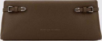 Brunello Cucinelli Clutch aus genarbtem Leder mit Druckknopfverschluss