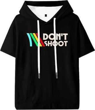 Generic Arc Raiders Dont Shoot T-shirts &agrave; capuche unisexe &agrave; manches courtes V&ecirc;tements d&eacute;contract&eacute;s, Noir, XXS