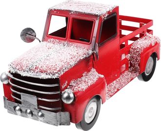 Garneck Weihnachtsdeko Rot Eisenhandwerk Dekoration LKW Modell Aus Metall Weihnachtsschmuck Für Partys Dekoratives Auto Ornament