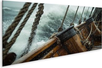 Islandburner Prime Bild auf Leinwand Stürmische See auf einem alten Segelschiff für Wohnzimmer Meerliebhaber Restaurant Bilder Wandbilder Poster