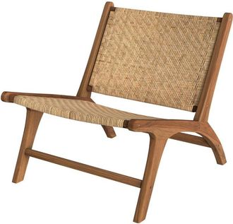 Rendez-Vous D&eacute;co Fauteuil en bois de teck et tressage chevron en rotin - KILKA