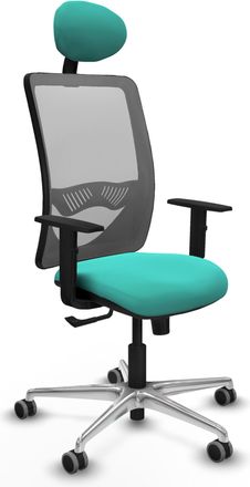 Piqueras y Crespo Schreibtischstuhl Zulema aus Kunstleder mit 1D-Armlehnen, h&ouml;henverstellbarer Lendenwirbelst&uuml;tze und festem Kopfteil, ausgestattet mit 3 Positionen und