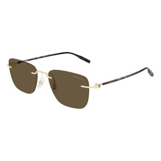 Montblanc Mb0470S Rechteckige Sonnenbrille - - Accessories - Herren - Gelb - 54 MM