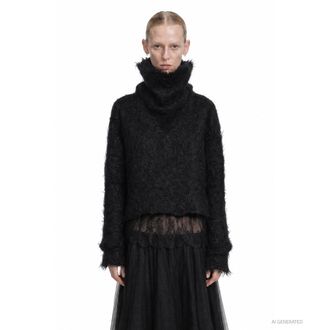 Marc Le Bihan Fluffy Mohair Cropped Turtleneck
