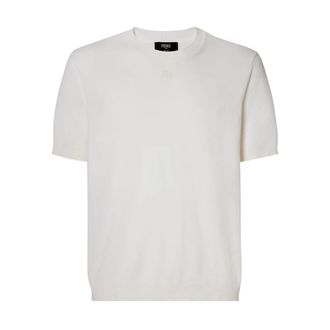 Fendi T-Shirt mit gesticktem Logo - - Tops - Herren - Wei&szlig; - M