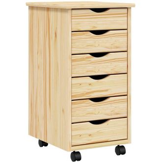 vidaXL Rollcontainer mit Schubladen MOSS Klarlack 34 x 39 x 65,5 cm vidaXL