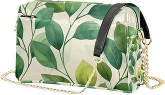 Mnsruu Sacs à bandoulière pour femme, motif feuilles et carreaux C, sacs à main en cuir