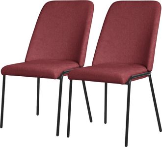 ML Design ML-Design Esszimmerstühle 2er Set Rot, Küchenstühle mit Stoffbezug und Metallbeinen, Wohnzimmerstuhl mit Rückenlehne, Polsterstühle für Esszimmer & Kü