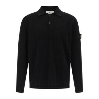 Stone Island Homme, Tops, Noir, Taille: M Polo Micro Stitch en Coton Doux