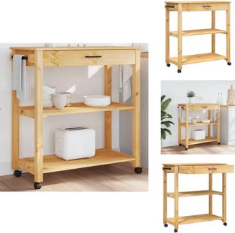 vidaXL Küchenwagen MONZA 84x40x90 cm Massivholz Kiefer - Holz Küchenwagen - Küchenschrank - Vintage Möbel - Kücheninsel - Mobile Speisekammer