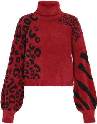 Mymo Pullover Frauen burgunderrot schwarz