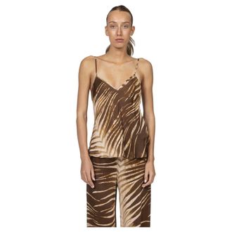 Just Cavalli Femme, Tops, Brun, Taille: 40 FR Camicia Raso 751 Tiger