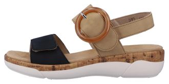 Remonte Keilsandalette REMONTE, Damen, Gr. 38, blau (sand, dunkelblau), Leder, Lederimitat, Schuhe, Sommerschuh, Riemchensandale, praktische Klettverschl&uuml;sse