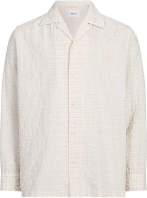 Nn.07 Chemise droite col cubain &agrave; carreaux en coton m&eacute;lang&eacute;