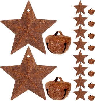 Aboofan 48 St&uuml;ck Rustikale Metall Gl&ouml;ckchen mit Sternanh&auml;nger 4cm und 2cm Rostige Bastelglocken f&uuml;r Weihnachtsbaum Selbstgemacht Christbaumschmuck und Weihnac
