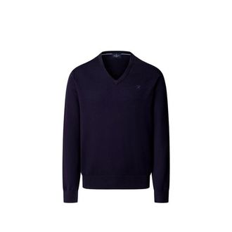 Hackett Pull col V en coton et soie