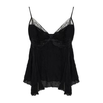 Blumarine Femme, Tops, Noir, Taille: 36 FR Top avec empi&egrave;cements en dentelle