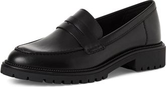 Tamaris Damen Loafer flach Leder, schwarz, 41 EU