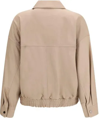 Brunello Cucinelli Womens Beige Leather Jacket Clothing
