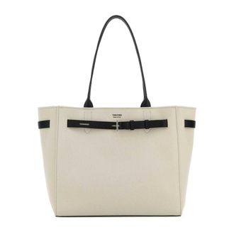 Tom Ford Canvas + Leather Trims Medium Tote - - Bags - Damen - Wei&szlig; - ONE SIZE