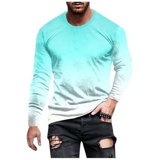 Generic T-shirt pour homme, d&eacute;contract&eacute;, doux et confortable, en coton, avec petit imprim&eacute; et col rond pour homme, Vert menthe., XXL