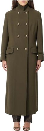 Giorgio Armani Femme, Manteaux, Vert, Taille: 38 FR &Eacute;l&eacute;gant manteau crois&eacute; avec col montant et pleine longueur
