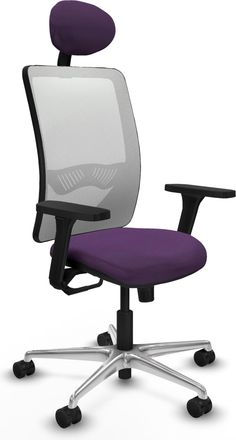 Piqueras y Crespo Stuhl mit Lendenwirbelst&uuml;tze Zulema mit 3D-Armlehnen und festem Kopfteil, ausgestattet mit Sincro 3 Positionen und Schneideschaum, mit Rollen von 65 m