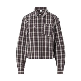 Liu Jo Chemisier &agrave; carreaux avec strass d&eacute;grad&eacute; - Femme - Blouses et Chemises - Multicolore - Taille: 38 FR