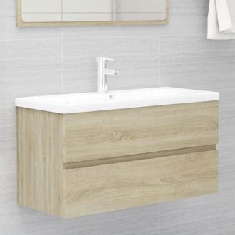 vidaXL Armoire dévier lavabo intégré chêne sonoma bois dingénierie