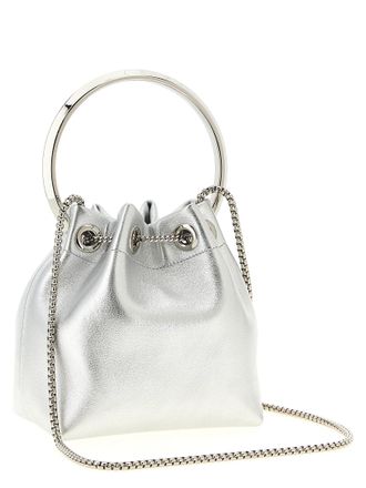 Jimmy Choo London Womens Silver Lamb Leather Handbag Bag