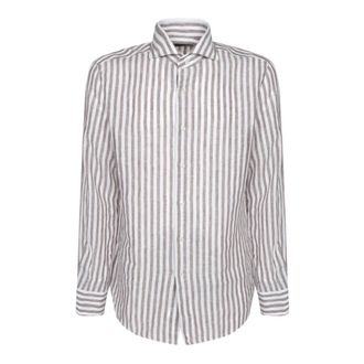 Dell'Oglio Braunes Leinenhemd im Komfort-Stil - - Shirts - Herren - Braun - XL