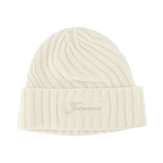 Jacquemus unisex, Accessoires, Blanc, Taille: ONE Size Cache-Cache Blanc Bonnet Beanie