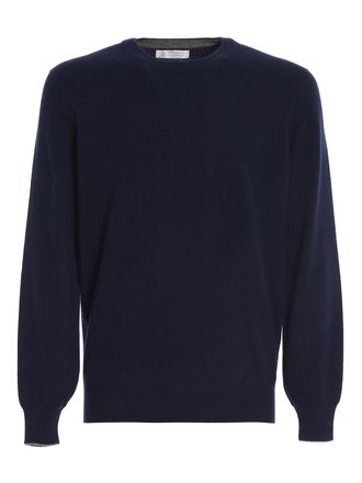 Brunello Cucinelli Pull Col Rond - Bleu Foncé