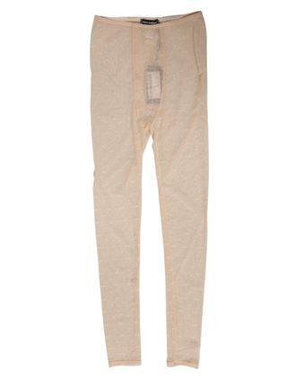 Dolce & Gabbana Womens Beige Nylon Stretch Logo Lace Leggings Underwear Elastane Clothing