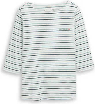 Tom Tailor 3/4-Arm-Shirt T-Shirt (im Einserpack) Plus Size - Langarmshirt mit Streifenmuster